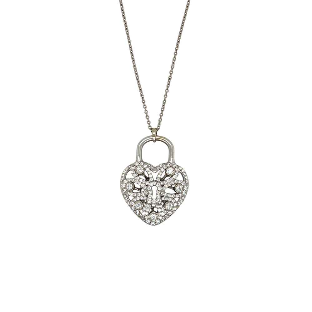 Tiffany & Co Platinum Diamond Heart-Key Locket - Attos Antique & Estate ...